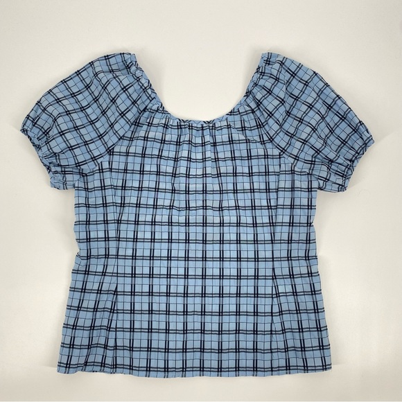 J. Crew | Tops | J Crew Vback Puffsleeve Top In Textured Plaid | Poshmark